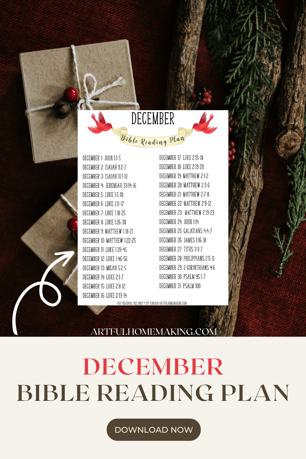 December Bible Reading Plan (free printable!) - Artful Homemaking