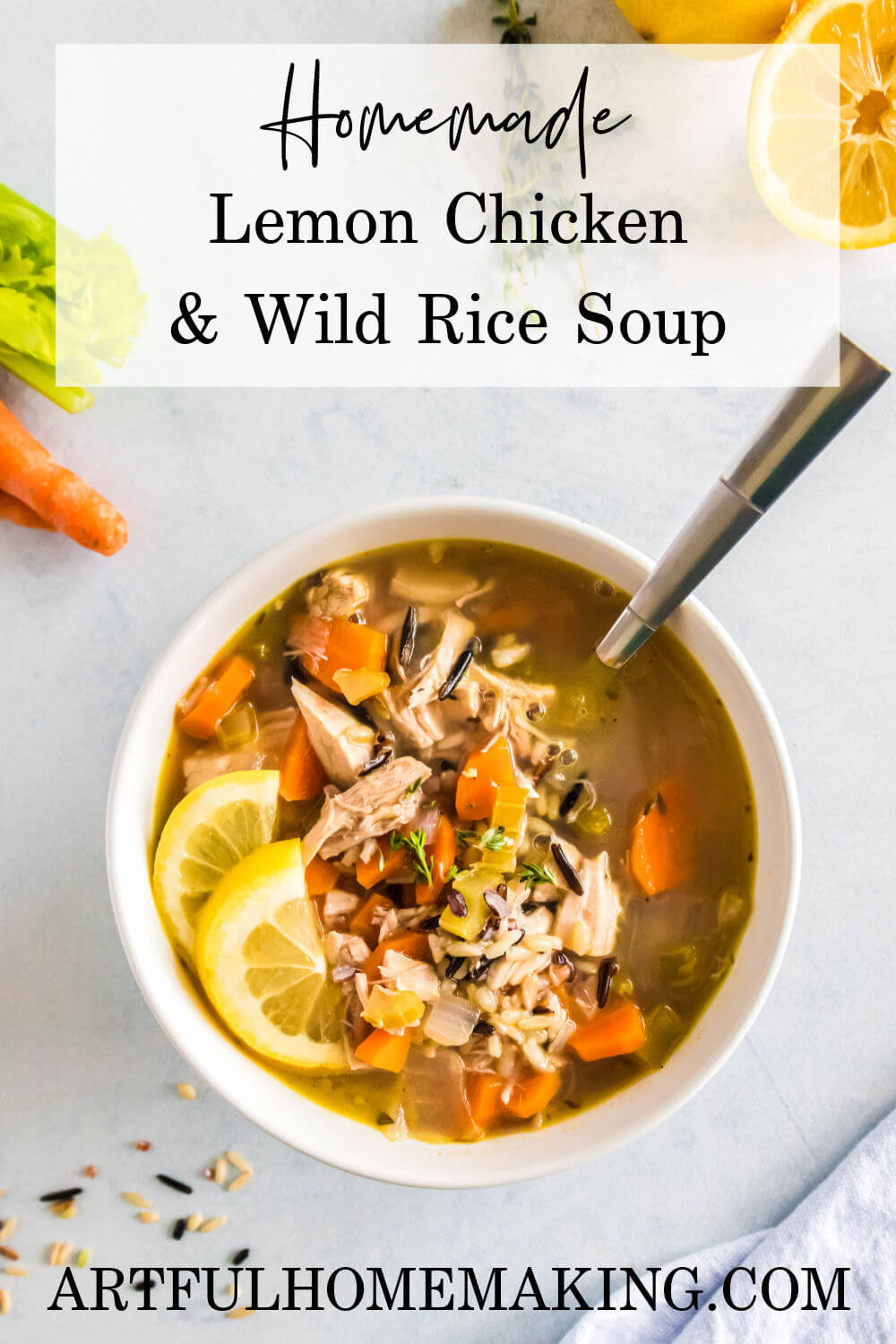 Lemon Chicken Rice Soup Recipe - Artful Homemaking