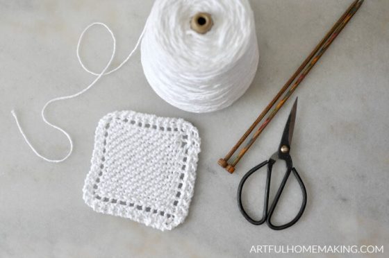 Easy Knitted Coasters Pattern (Free) - Artful Homemaking