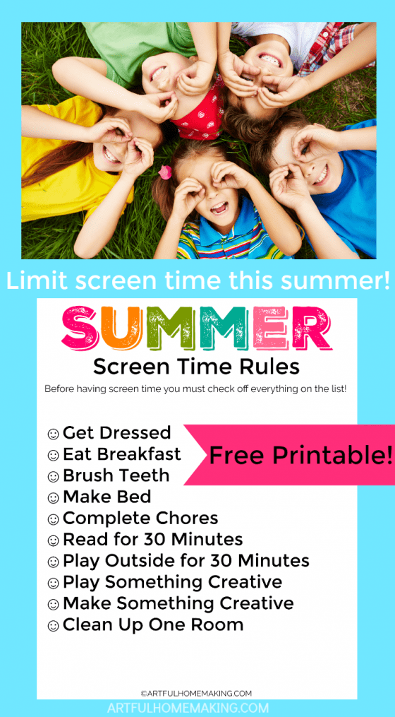 Printable Summer Screen Time Rules - Artful Homemaking